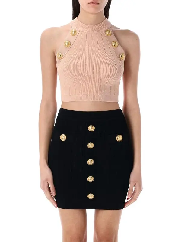 Balmain Knit Halterneck Top - Pink