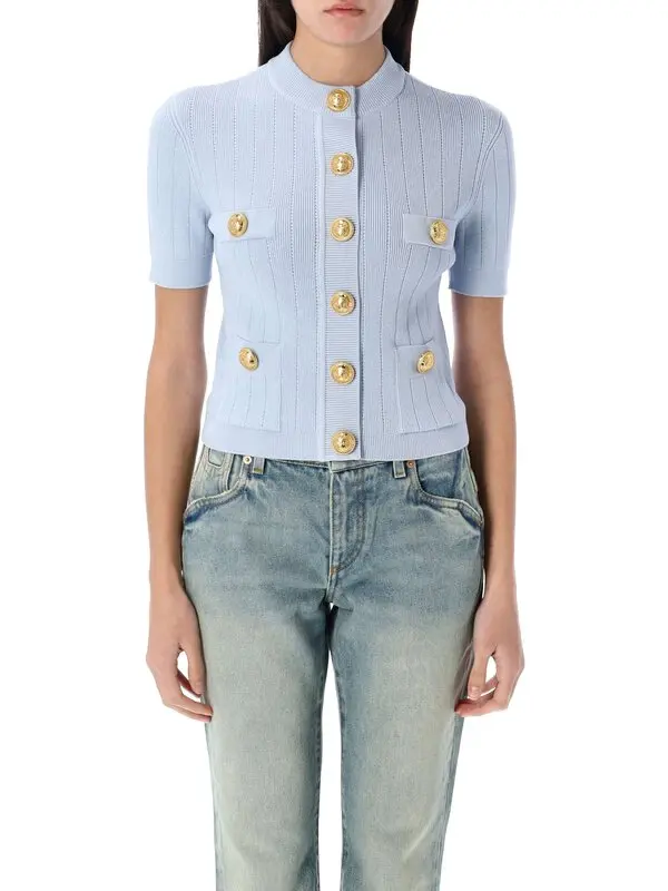 Balmain Knitted Cardigan - Pale Blue
