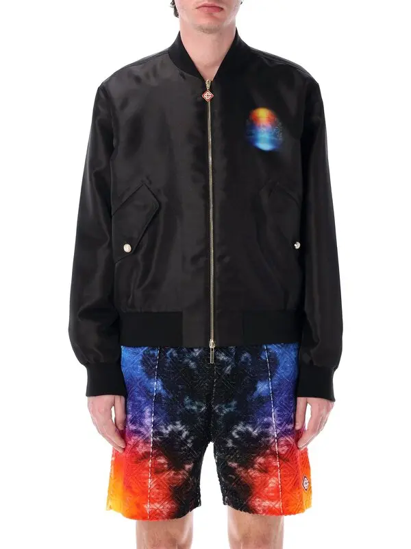 Casablanca Organza Gradient Bomber Jacket - Black