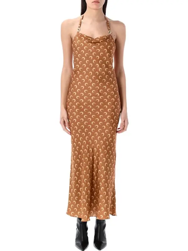 MARINE SERRE Maxi Dress - Dark Camel