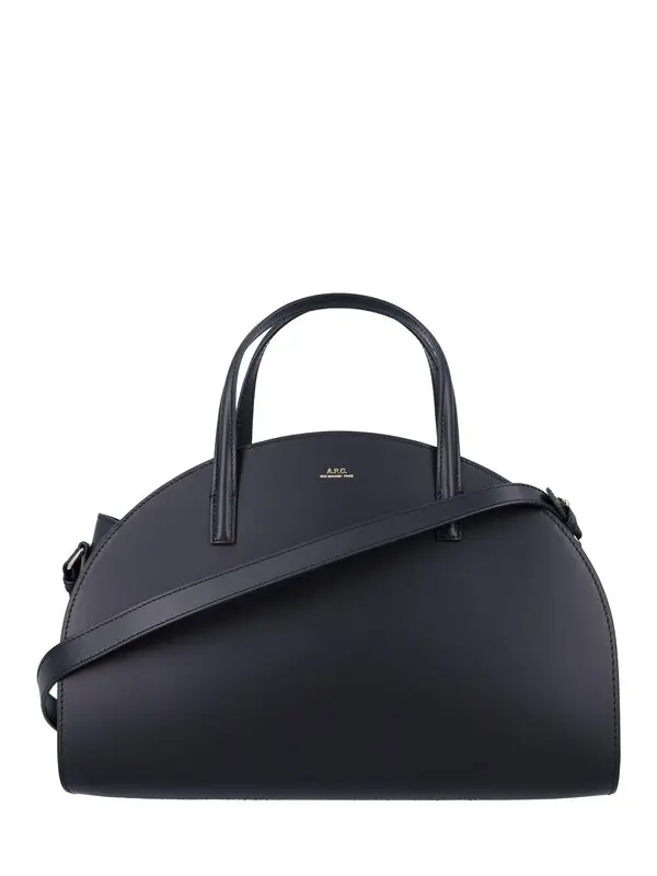 A.p.c. Demi Lune Leather Tote - Black