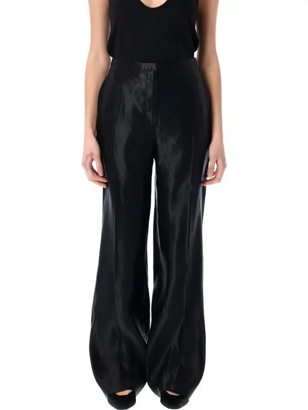 LOULOU Linen And Silk Blend Wide Leg Trousers - Black