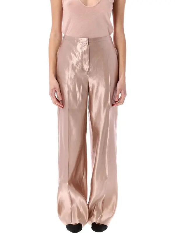 LOULOU Linen And Silk Blend Wide Leg Trousers - Petal Pink