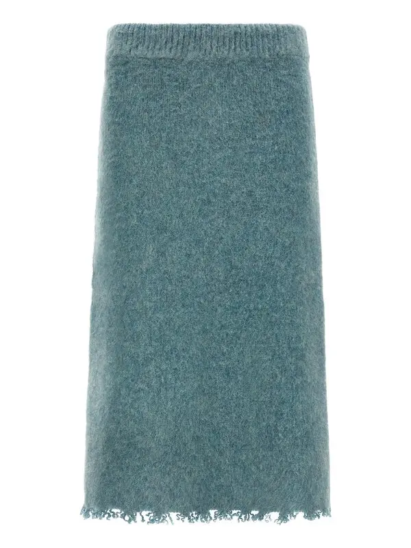 JIL SANDER Wool Knit Midi Skirt - Light Blue