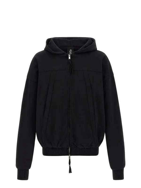 THOM KROM Hoodie With Metal Zip Closure - Black