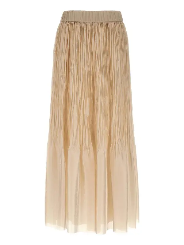 Peserico Tie & Dye Pleated Long Skirt - Beige