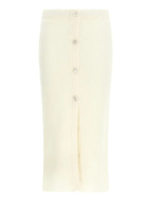 Alessandra Rich Carded Mohair Knit Midi Skirt - White
