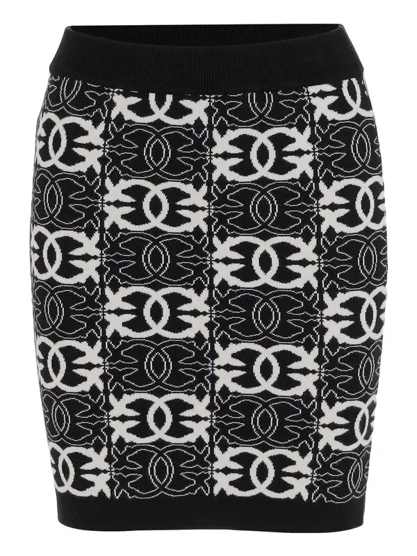 Pinko Love Birds Printed Skirt - Black
