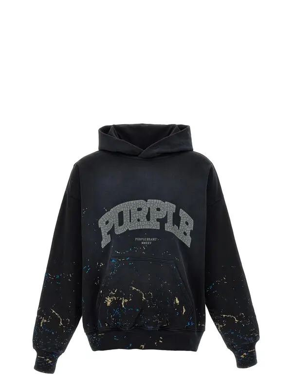 PURPLE BRAND Embroidered Hoodie - Black