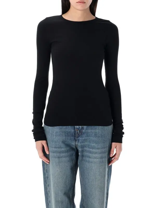 Eterne Long Sleeve Fitted Top - Black