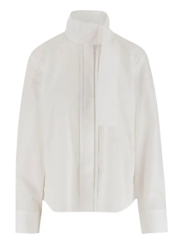 Patou High Collar Cotton Ascot Shirt - White