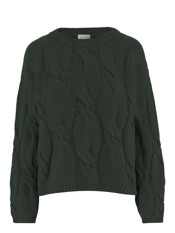 Bruno Manetti Cashmere Cable Knit Sweater - Green