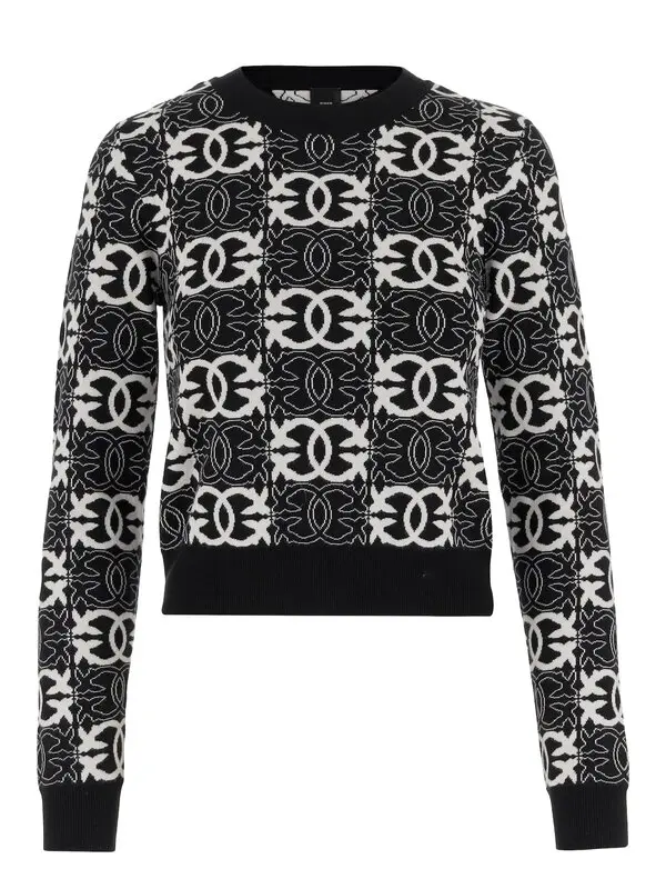 Pinko Love Birds Viscose Blend Knitwear - Black
