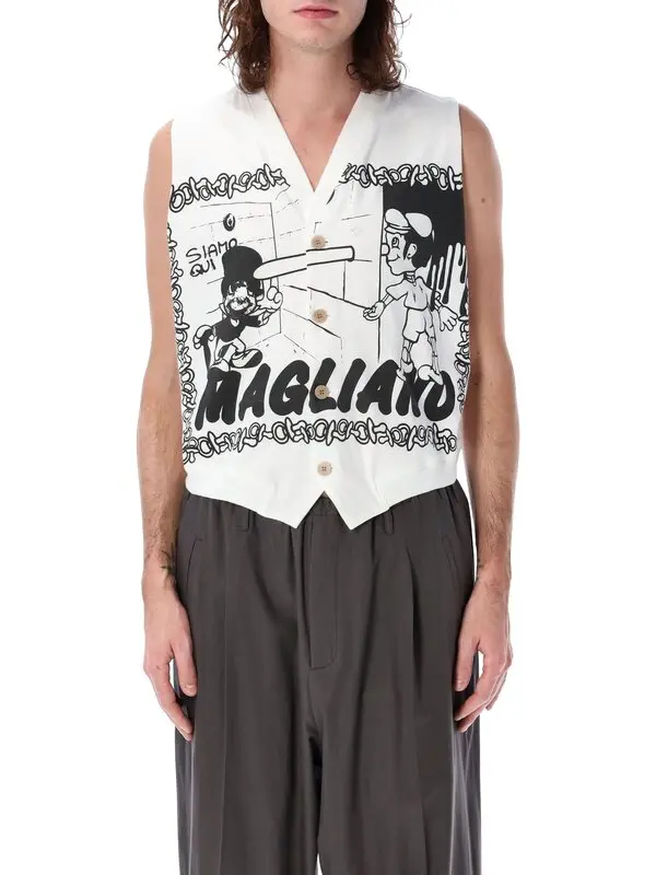 MAGLIANO Printed Sleeveless Top - White