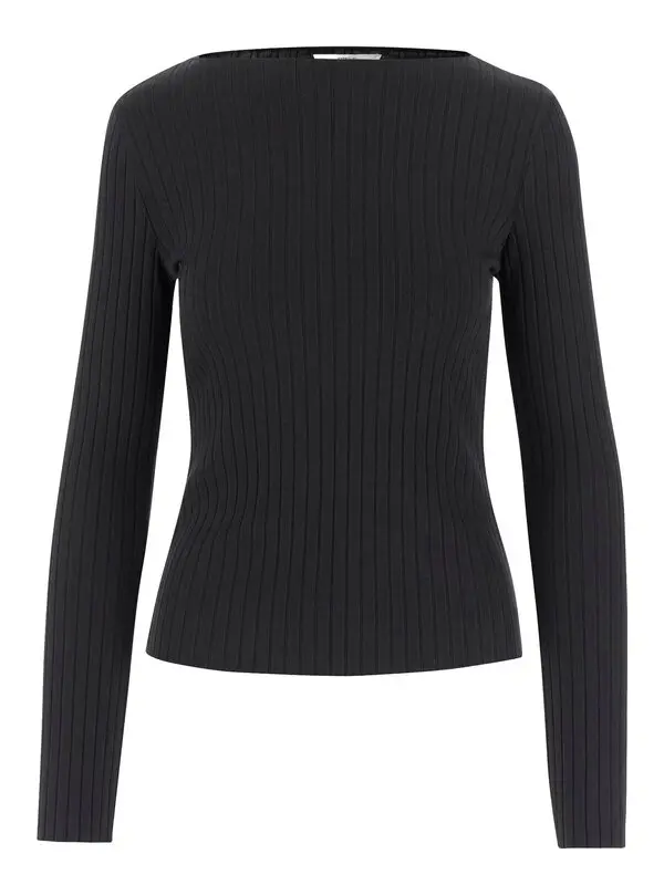 Vince Stretch Cotton Blend Sweater - Black