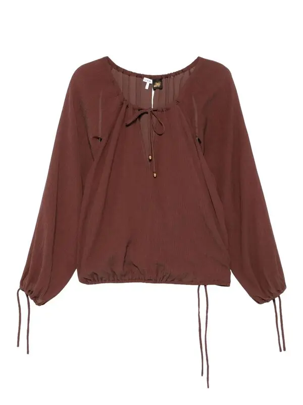 Loewe Cotton And Silk Blend Blouse - Brown