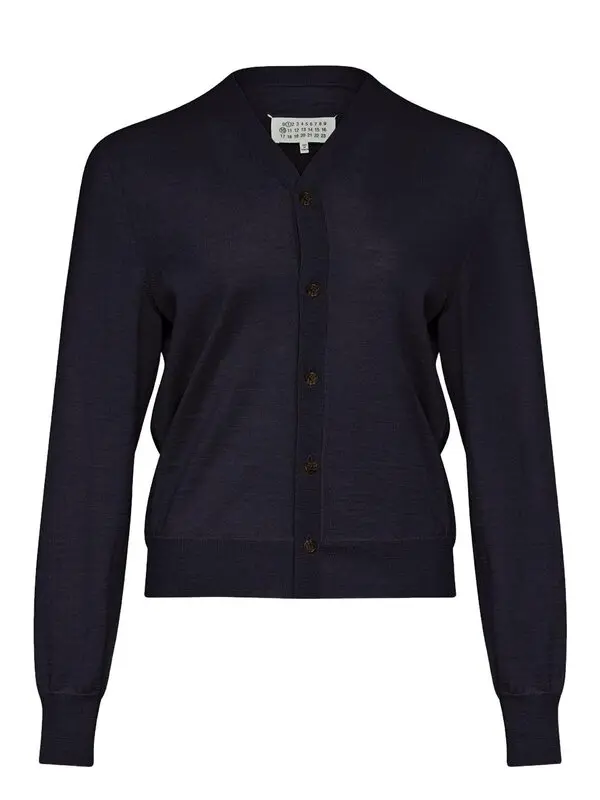MAISON MARGIELA Wool V-neck Cardigan - Blue