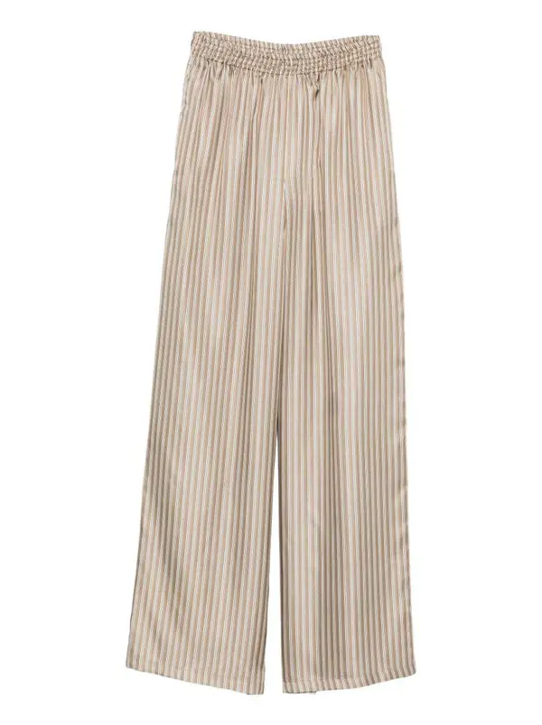 Max Mara Wide Leg Silk Blend Trousers - Brown
