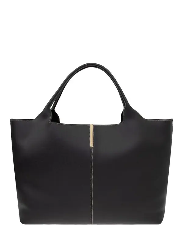TOD'S Medium Leather Shopper Bag - Black