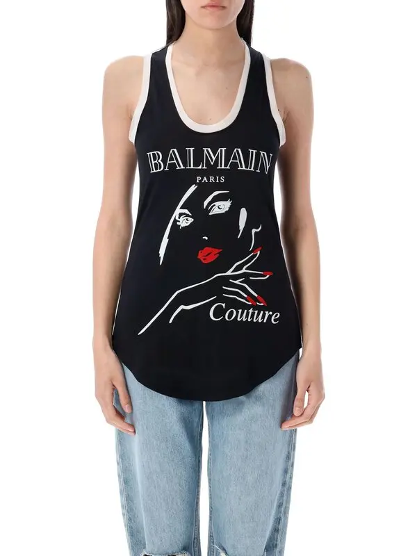 Balmain Beauty Print Tank Top - Black