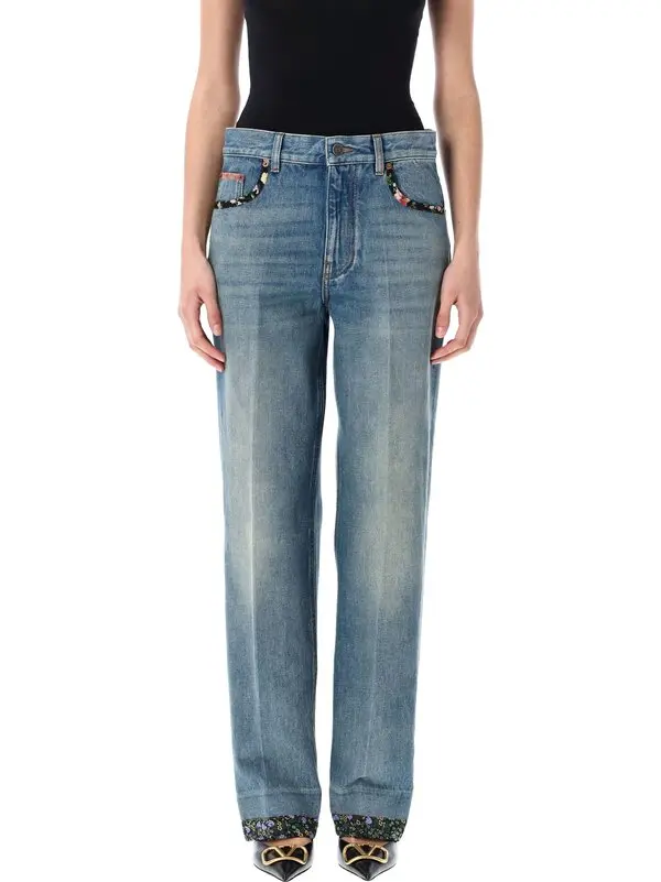 Valentino Garavani Straight Leg Jeans - Medium Blue