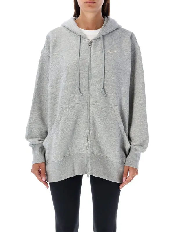Nike Zipped Oversized Hoodie - Grey Dark Heater