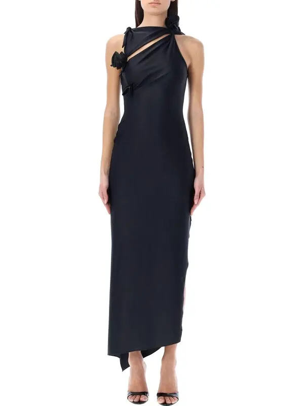 Coperni Asymmetric Flower Gown - Black