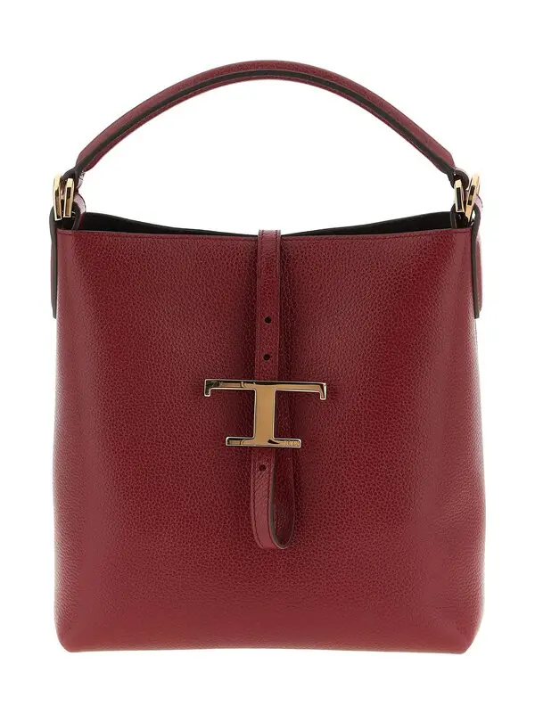 TOD'S T Timeless Mini Bucket Bag - Bordeaux