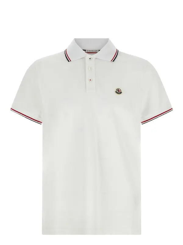 Moncler Piqué Cotton Polo Shirt - White