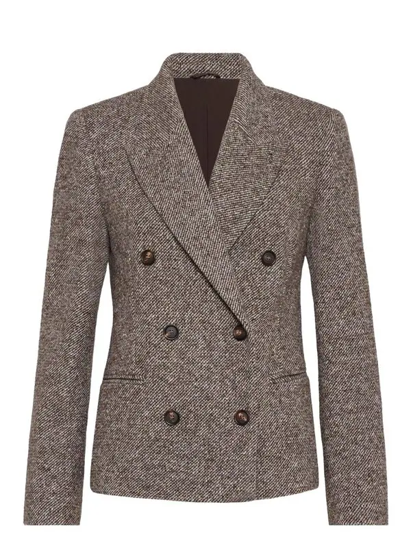 Brunello Cucinelli Wool Jacket With Details - Brown