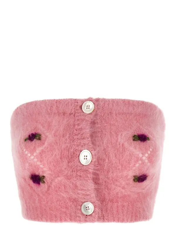 Alessandra Rich Carded Mohair Top - Pink