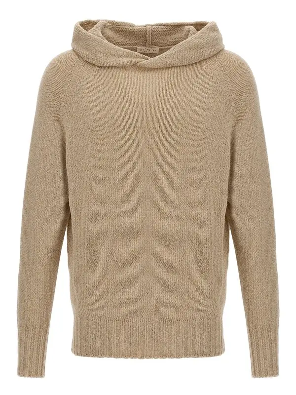 MA'RY'YA Hooded Cashmere Blend Sweater - Beige
