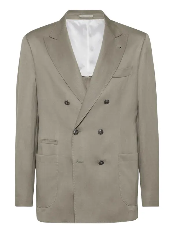 Brunello Cucinelli Silk And Linen Jacket - Kaki