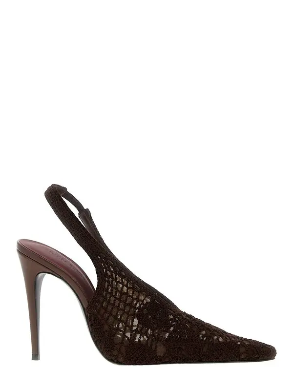 Magda Butrym Crochet Tulle Slingbacks - Brown