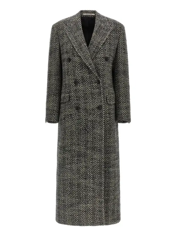 Tagliatore Bouclé Herringbone Wool Coat - Multicolor