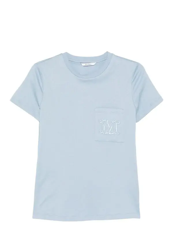 Max Mara Cotton T-shirt With Logo - Clear Blue