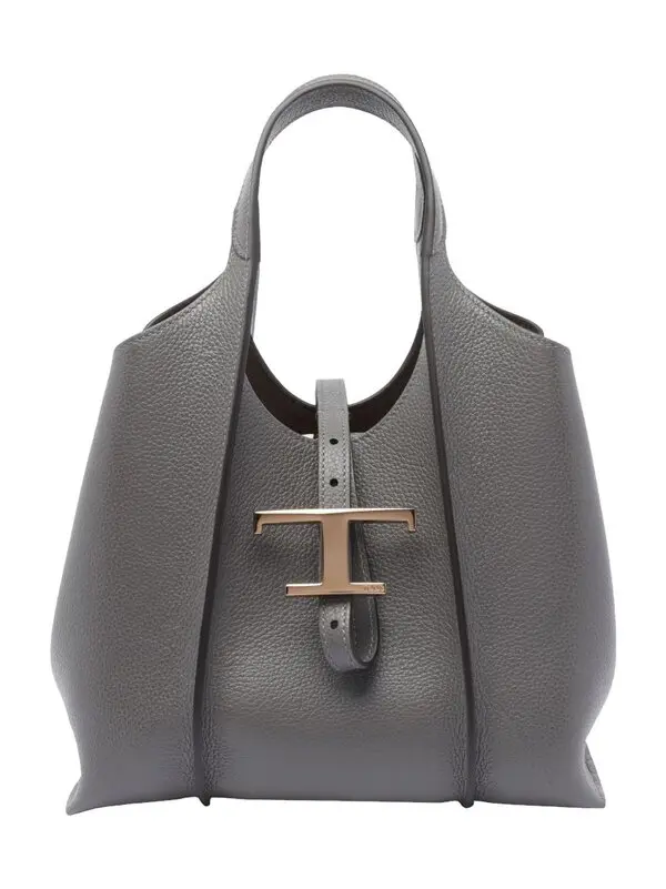 TOD'S Mini Leather Shopper - Grey