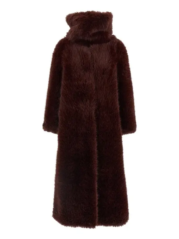 B&B COUTURE Faux Fur Coat With Scarf - Bordeaux