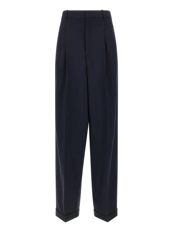 Polo Ralph Lauren Wool Wide Leg Trousers - Blue