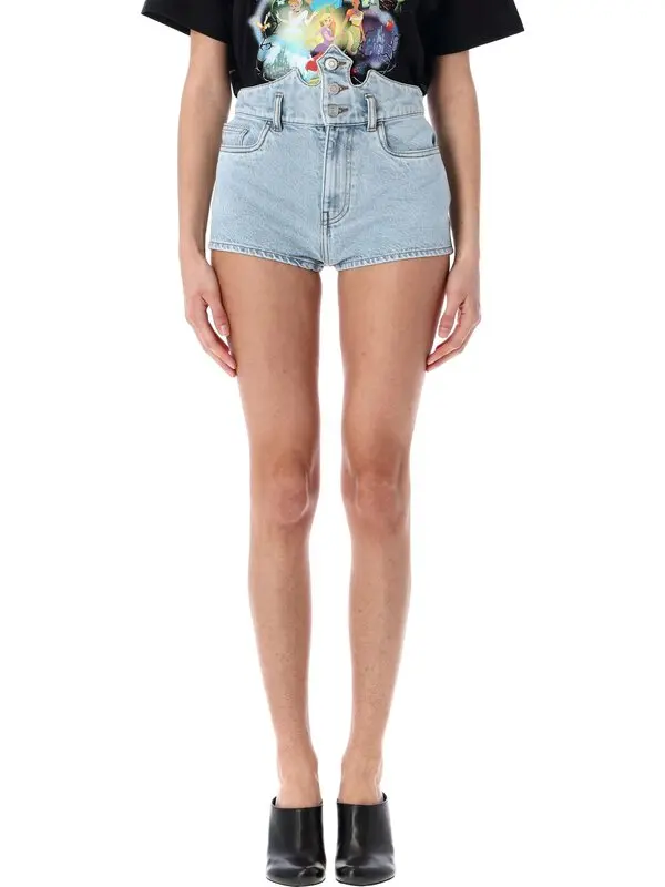 Coperni Crown Denim Shorts - Blue Bleached