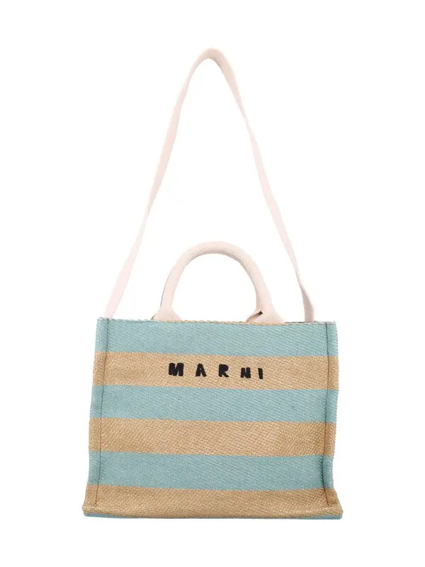 Marni Striped Tote - Raw Sienna + Pale Mint