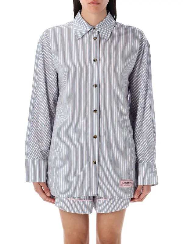 GANNI Shirt - Light Blue Striped