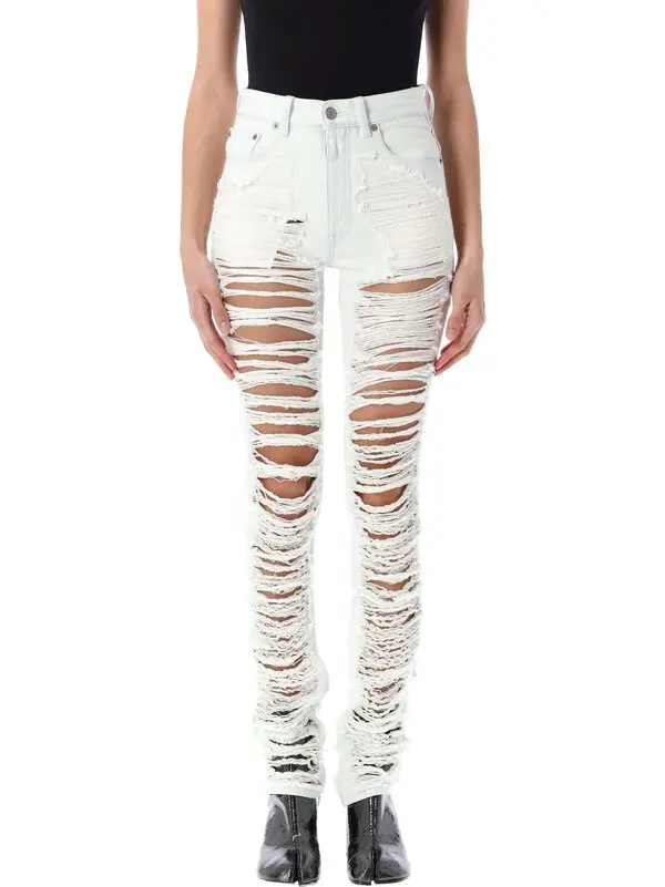 MAISON MARGIELA Ripped Straight Jeans - White