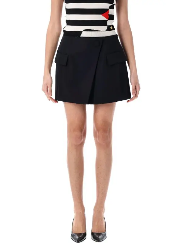 Balmain Asymmetric Mini Skirt - Black