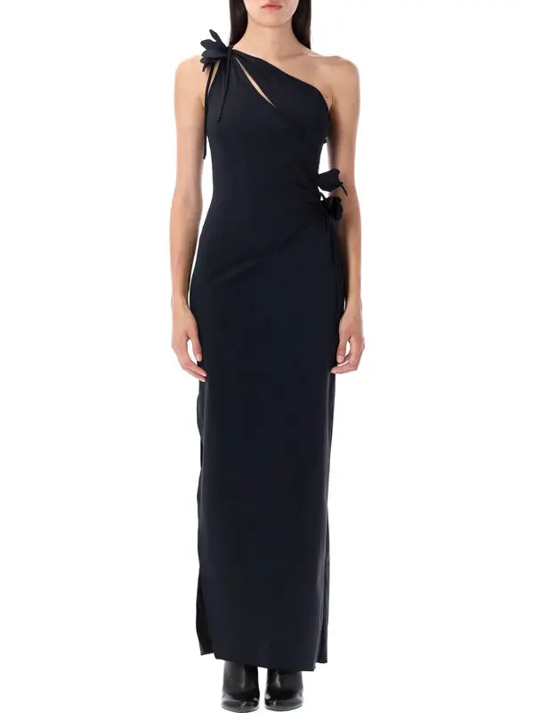 Coperni Asymmetric Flower Gown - Black