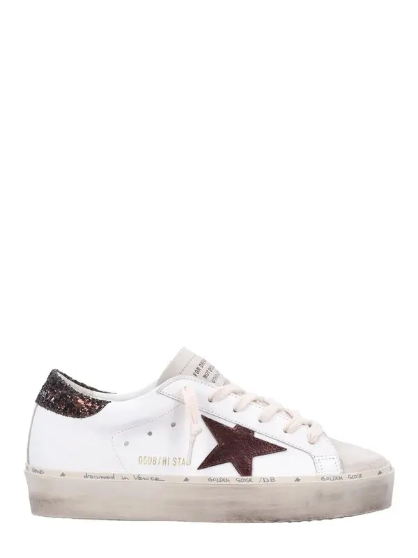 GOLDEN GOOSE Hi-star Sneakers - White Grey Purlple Brown