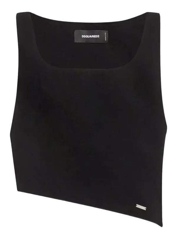 Dsquared2 Asymmetric Crop Top - Black