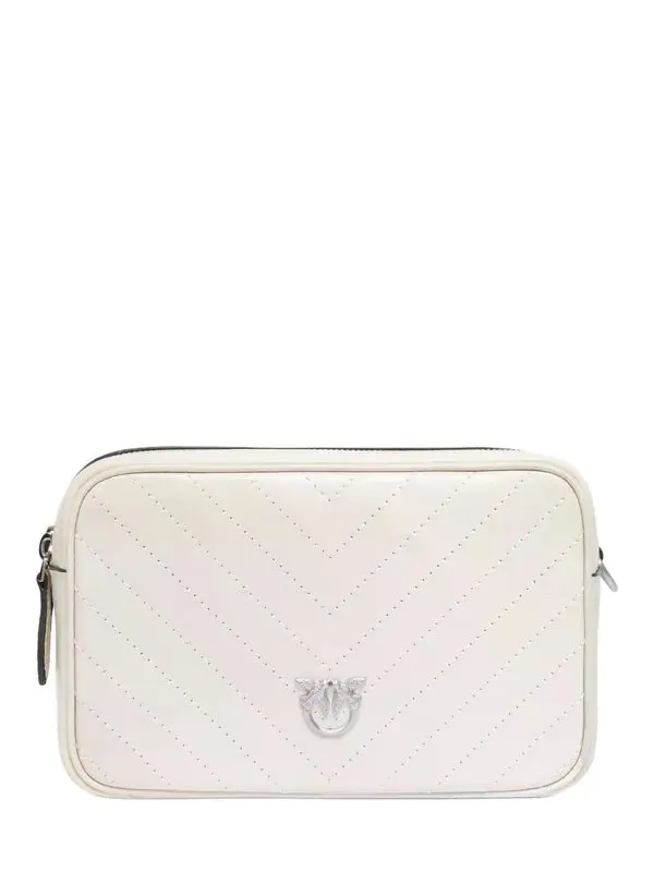 Pinko Quilted Chevron Cross Body Bag - White