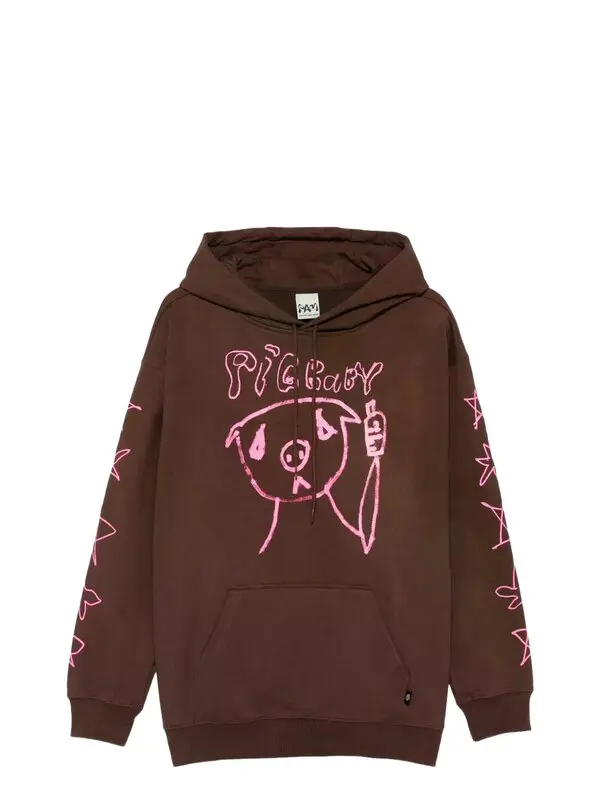 PERKS AND MINI X Pig Baby Graphic-print Hoodie - Brown