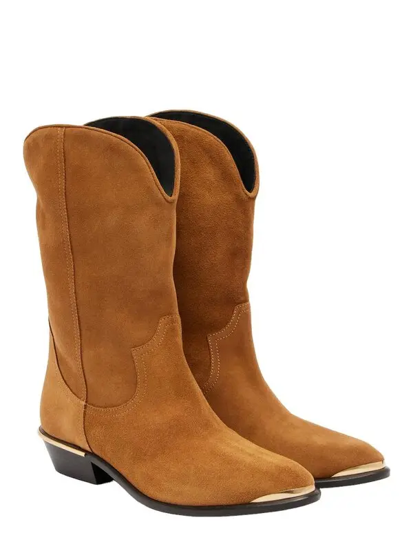 Isabel Marant Elbana Suede Cowboy Boots - Brown